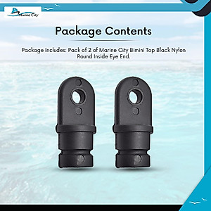 MARINE CITY Bimini Top Lightweight Black Nylon Round Inside Eye End Outer Diameter 3/4 Inches Tube for Marines – Boats – Yachts – Ships – Hardware Accessories (Pack of 2)