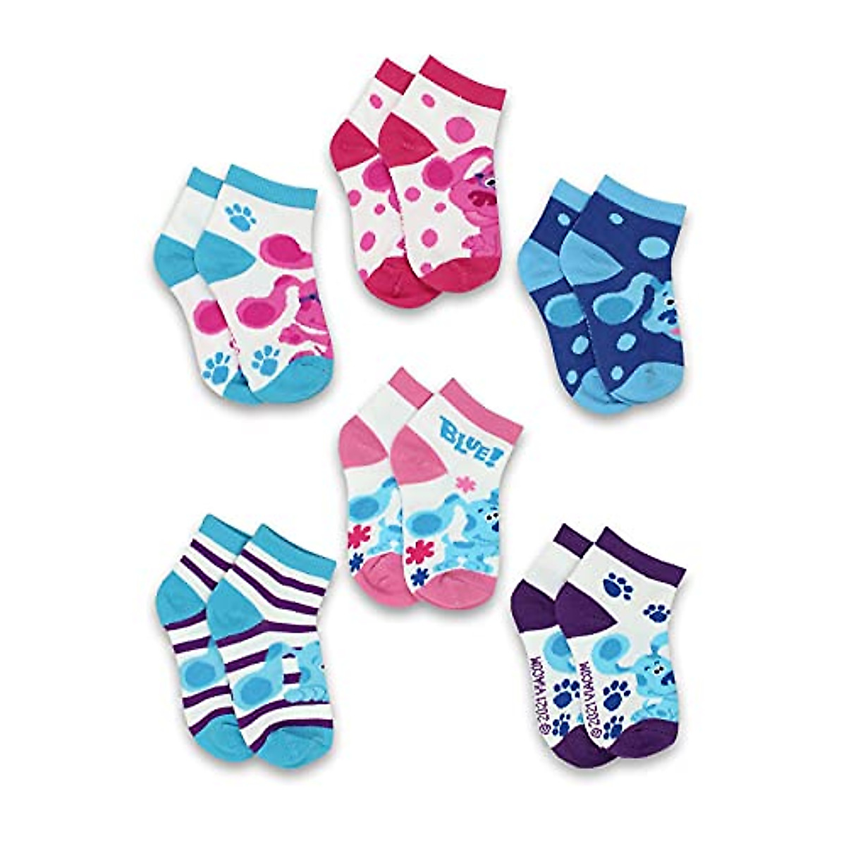 Blue's Clues & You! Baby Toddler 6 Pack Quarter Socks (12-24 Months, Magenta)