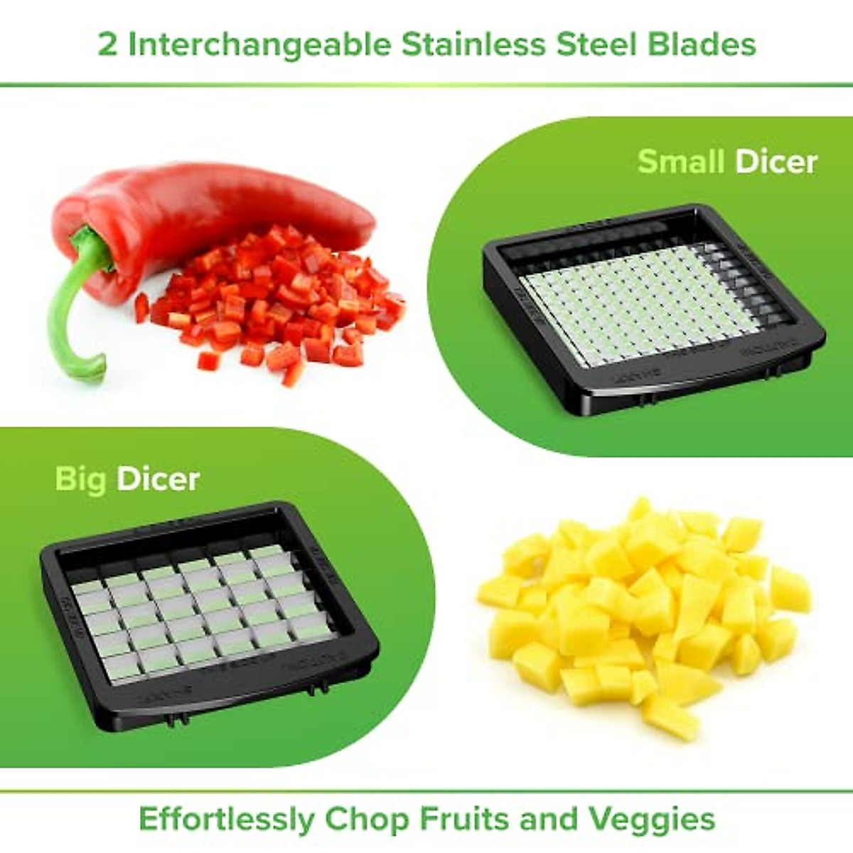 Vegetable Chopper, Veggie Chopper - Chopper Vegetable Cutter, Food Chopper & Onion Chopper - Veggie Chopper With Container, Vegetable Chopper With Container, Onion Chopper Dicers, Choppers - Black