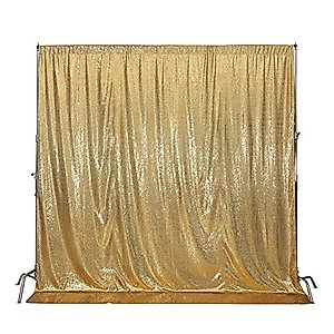 SquarePie Sequin Backdrop Curtain Not See Through Background for Wedding Party 8FT x 8FT Gold