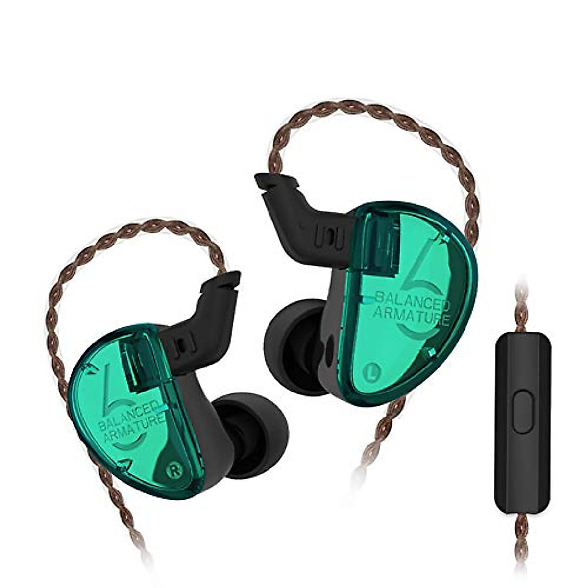 KZ IEM Earphone 3BA Balanced Armature Headphone HD Sound in Ear HiFi Stereo Noise Cancelling Earbuds AS06 Triple-Driver Universal-Compatible with Smartphones (Cyan with MIC)