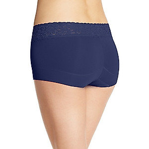 Maidenform Women's Dream Cotton with Lace Boy Short, Navy, 2X/9