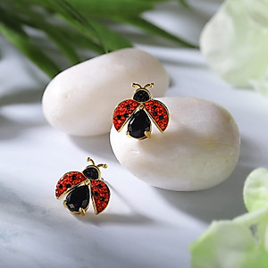 Superchic Cute Ladybug Gold Plated Crystals Cubic Zirconia Stud Earrings for Women Girl Gift