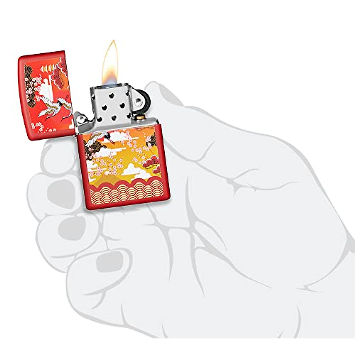 Zippo Kimono Design Red Matte Pocket Lighter