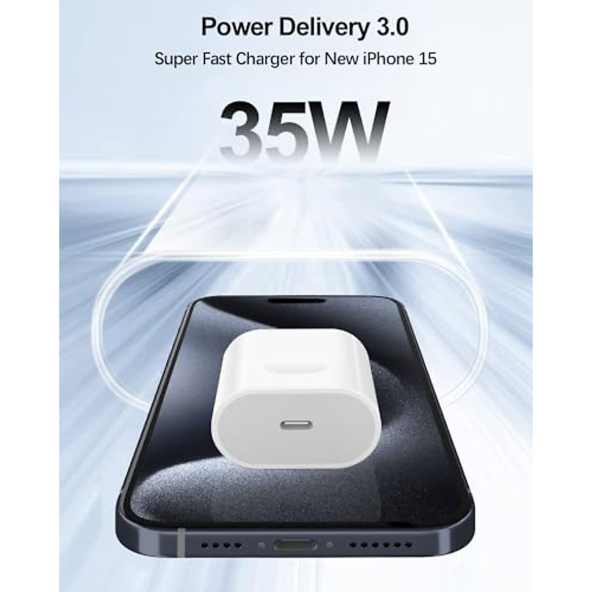 iPhone 15 Pro/15 Pro Max Charger, 35W USB C Charger Block with 10ft USB-C to C Fast Charing Cable for iPhone 15/15 Pro/15 Pro Max/15 Plus, iPad Pro 12.9/11, iPad Air 5/4, iPad 10