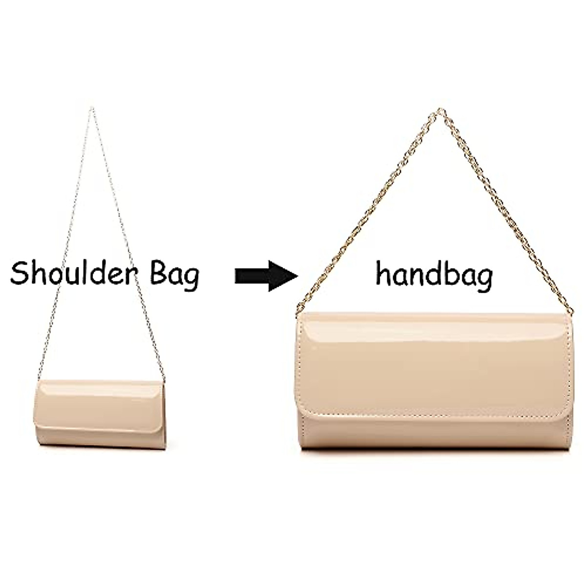 FIVE FLOWER Patent Leather Envelope Clutch Purse Shiny Candy Foldover Clutch Evening Bag for Women (Nude-2)