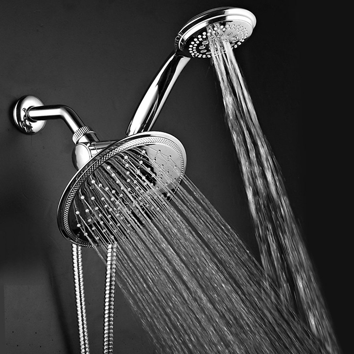 Dream Spa 3-way 8-Setting Rainfall Shower Head and Handheld Shower Combo (Chrome). Use Luxury 7-inch Rain Showerhead or 7-Function Hand Shower for Ultimate Spa Experience!