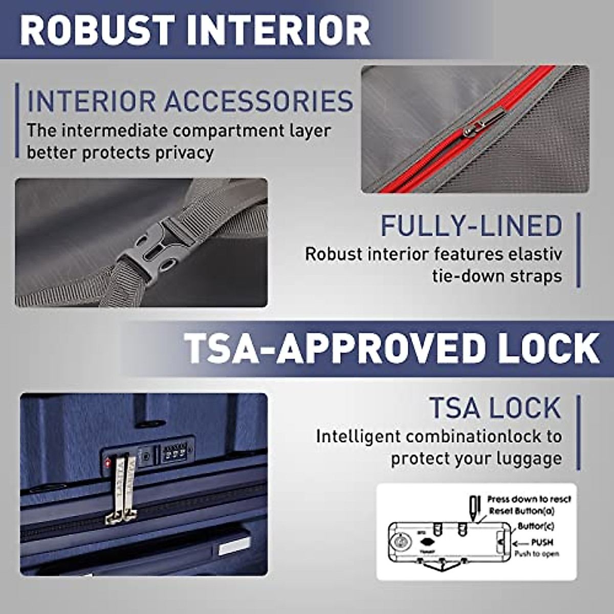 imiomo 2 Piece Luggage set Clearance, Travel Suitcase with Spinner Wheels TSA lock, Hardshell Lightweight Suitcase set for men and women (NAVY, 20/24)