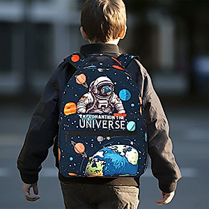 Galaxy Space Astronaut Backpack for Men Blue Planet Print Bookbags for Men Lightweight Waterproof Adjustable Strap Bags Travel Daypack Laptop Backpack