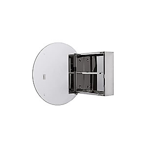 Croydex Severn Stainless Steel Circular Medicine Cabinet with Over Hanging Mirror Door, 19.7 x 19.7 x 3.9 In.