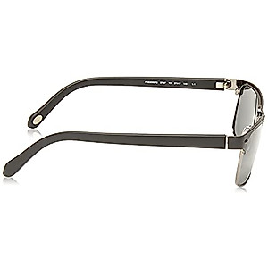 Fossil FOS3000ps Polarized Rectangular Sunglasses, Matte Black Ruthenium, 57 mm