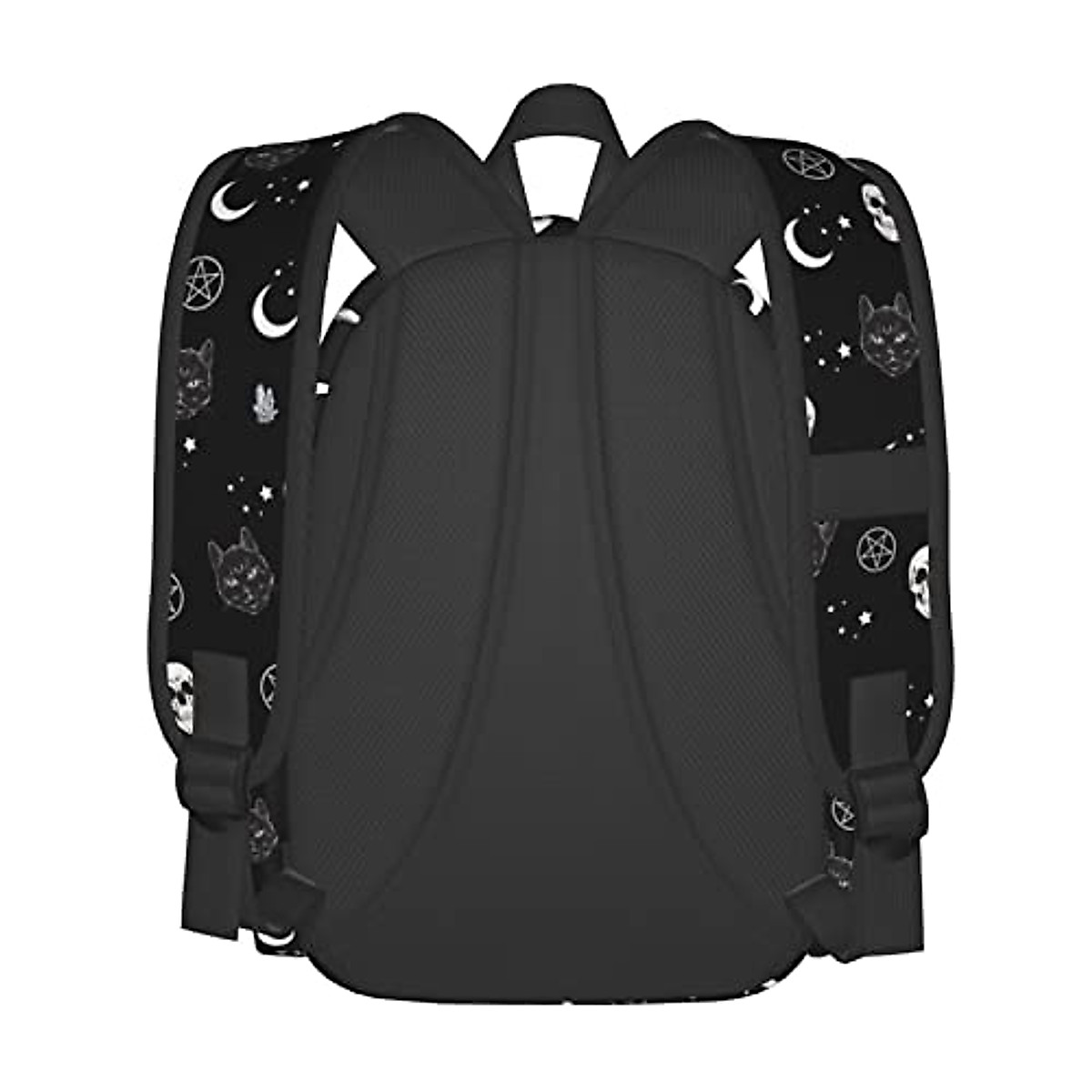 Black Gothic Skull Moon Cat Backpack Casual Sports Bookbag Unisex Travel Laptop Backpacks