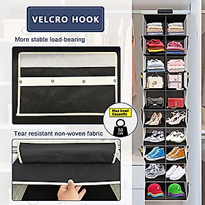 VERONLY 20 Section Hanging Shoe Organizer, Fabric Closet Hanging Shoe Storage Rack with 10 Side Pockets for Shoes, Hats, Handbags, Clothes (Black)