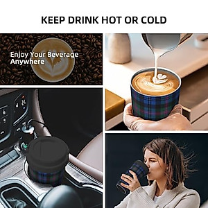 WANGXUEE Blue and Green Scottish Tartan Print 500ml Stainless Steel Travel Tumbler Double Wall Vacuum Insulated Coffee Mug