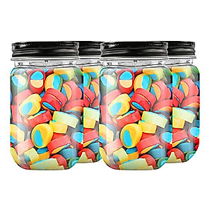 novelinks 16 Ounce Clear Plastic Jars with Black Lids - Refillable Round Clear Containers Clear Jars Storage Containers for Kitchen & Household Storage - BPA Free (10 Pack)