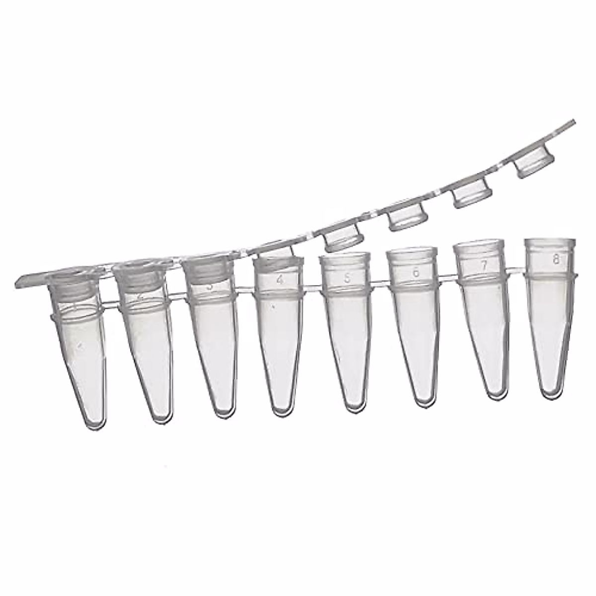 MUHWA 0.2ml PCR Tube with Thin Wall, Strip of 8 Tubes, Flat Caps, 200 strips