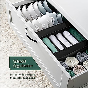 Dresser Organizer, [8 Pk] Black Fabric Dresser Drawer Organizers (4 Sizes With 90 Slots) Foldable Underwear Drawer Organizer Breathable Bins for Bra, Lingerie, Socks, Scarves, Belt, Tie, Baby Clothes.