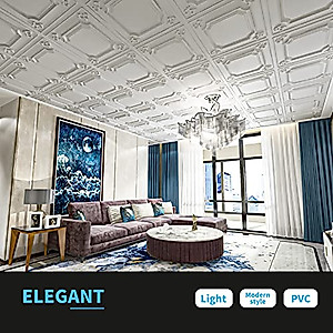 Art3d Drop Ceiling Tiles 24x24 in White (12-Pack, 48 Sq.ft), Wainscoting Panels Glue Up 2x2