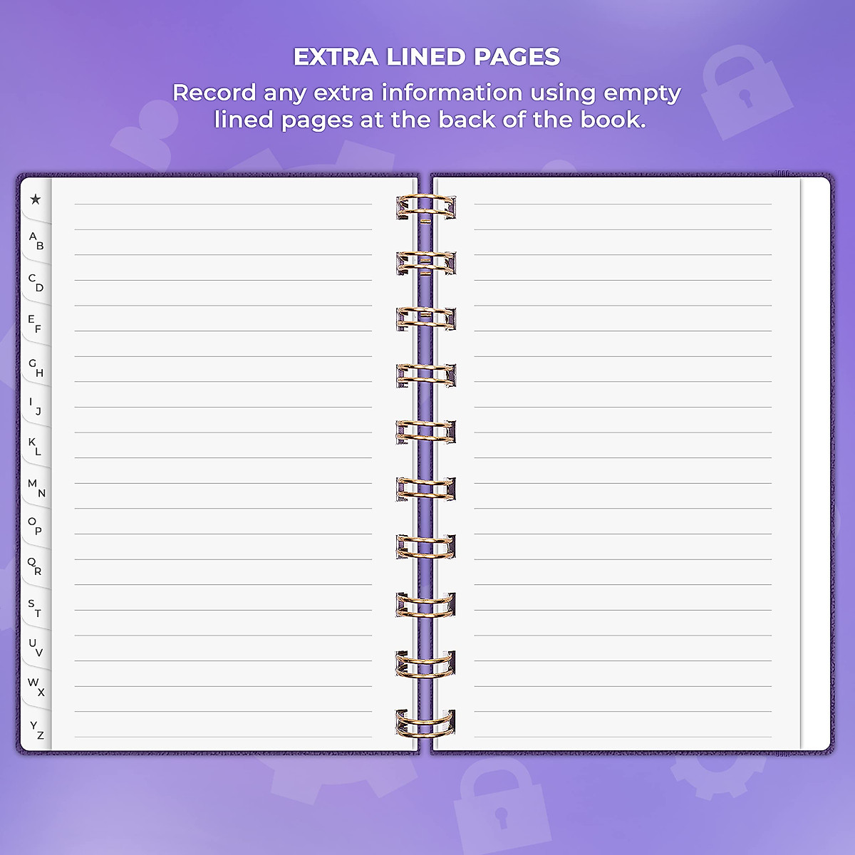 Clever Fox Password Book Spiral – Mini Internet Address & Password Organizer with Laminated Alphabetical Tabs – Small Password Keeper Journal – Hardcover, Pocket Size, 4.7x5.7” (Purple)