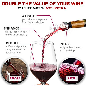 Upgraded Wine Aerator Pourer, Saving Time to Improve Flavor With 2in1 Aerator - Decanting and Pouring Wine In One, Perfect Fit Wine Accessories for Most Wine Bottles, No Leak – Fast Air Aerator