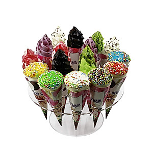 HMROVOOM Ice Cream Cone Holder,16 Holes Ice Cream Cone Holder Stand,Cotton Candy Cones Holder,Acrylic Cone Holder,Cone Holder Stand,Acrylic Ice Cream Cone Stand Holder