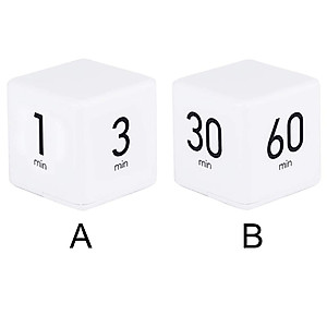 Cube Timer 5, 15, 30 and 60 Minutes for Time Management (White) Kitchen Timer, Kids Timer, Workout Timer with Adjusted Volume,Not Included Batteries