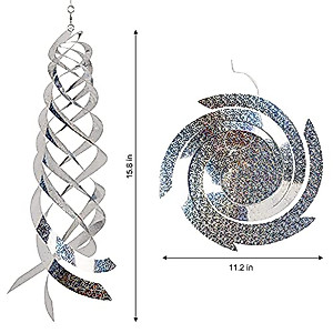Hausse Bird Repellent Spiral Reflectors Silver Mylar Spinner, Hanging Reflective Bird Deterrent Device, Garden Decorative Scare Birds Away, Like Woodpeckers, Pigeons and Geese, 6 Pack