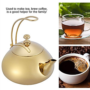 Classical Kettle, 1.5L Stainless Steel Gold Durable Teakettle Fast Water Heating Boiling Pot Teapot for Home Kitchen Office Cafe Shop (Gold)