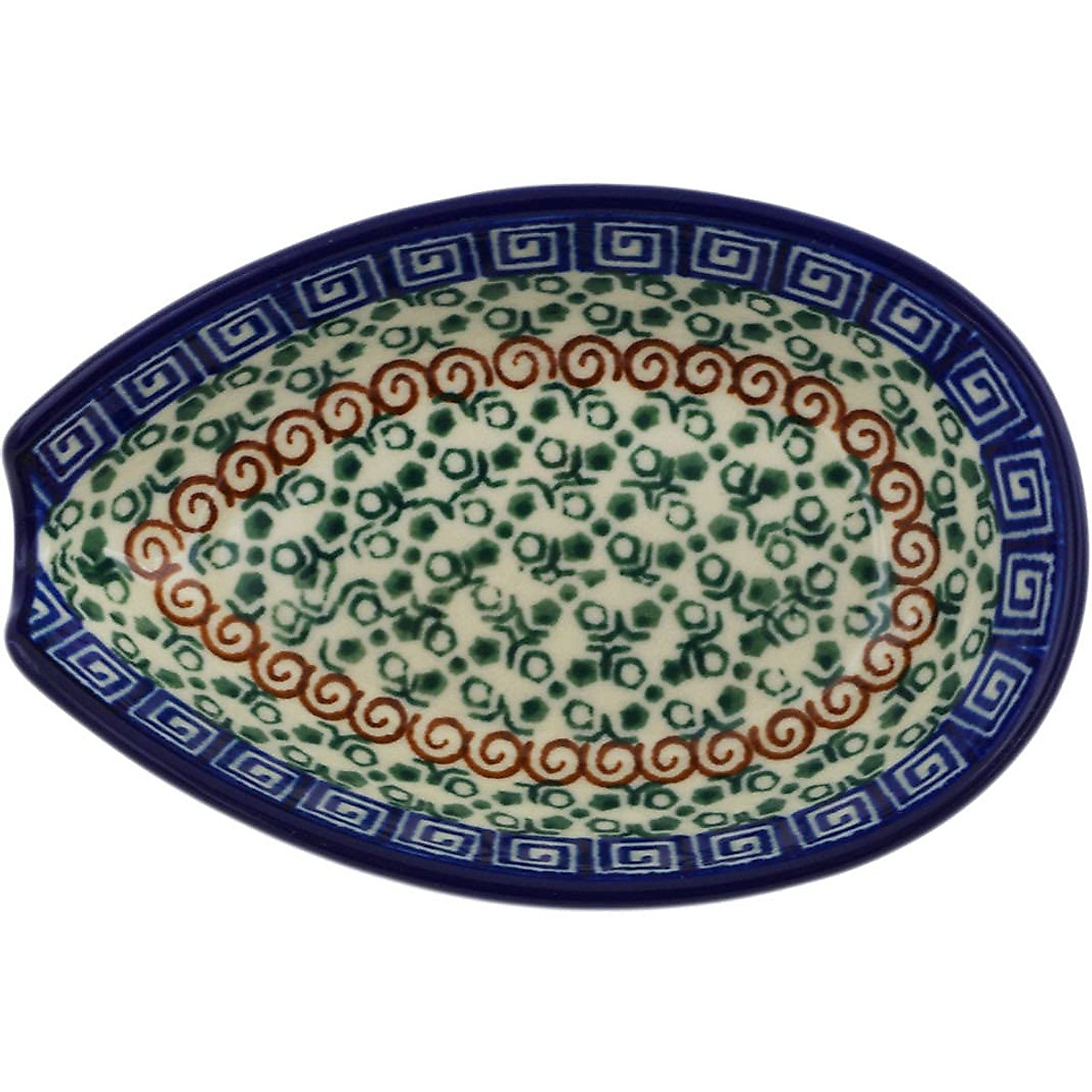 Polish Pottery 4¾-inch Spoon Rest made by Ceramika Artystyczna (Grecian Sea Theme) + Certificate of Authenticity