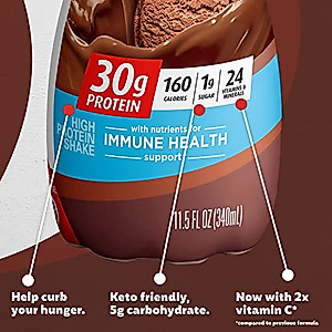 Premier Protein Shake 30g Protein 1g Sugar 24 Vitamins Minerals Nutrients to Support Immune Health, Chocolate, 11.5 Fl Oz (Pack of 12)