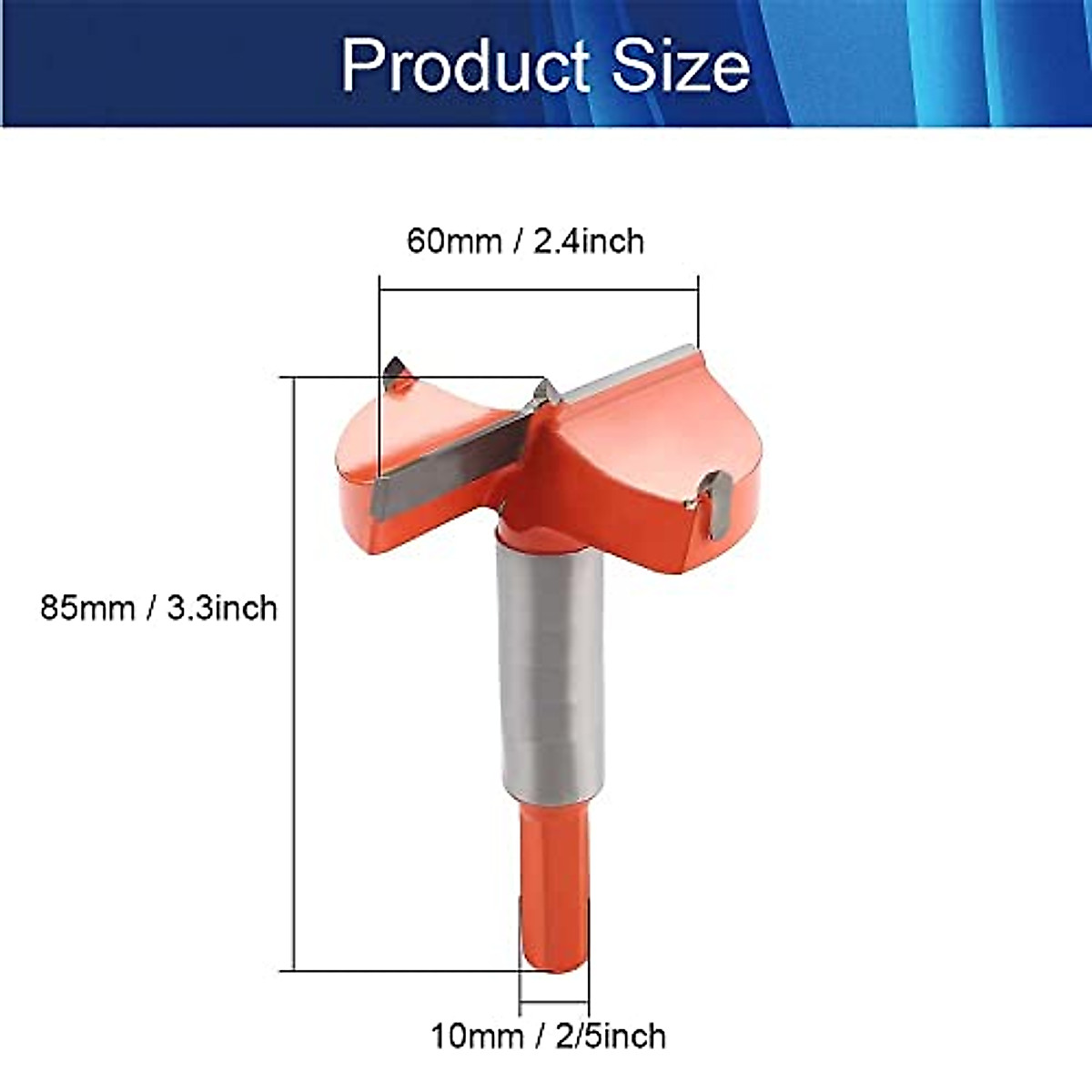 Hegebeck Forstner Drill Bits 2.4" Woodworking Hole Saw Cutter Drilling Boring Bit Cutter for Wood Plastic Plywood Splint 1Pcs (Orange)