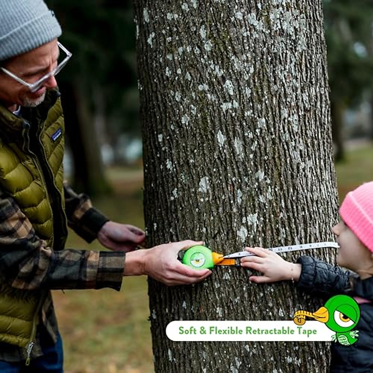 Handy Famm 8Ft Animal-Shaped Kids Tape Measure, Level & Protractor Angle Finder, Fun Educational Children's Tape Measure, Small Measuring Tape for Learning Early Math Skills, Ages 6+, Green Bird