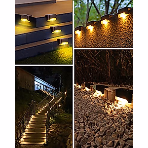 EDDORUNNING Solar Deck Lights Outdoor 8 Pack, Outdoor Lights for Patio Brown Solar Step Lights LED Waterproof Lighting for Outdoor Stair, Deck,Patio,Yard, Fence (Warm White)