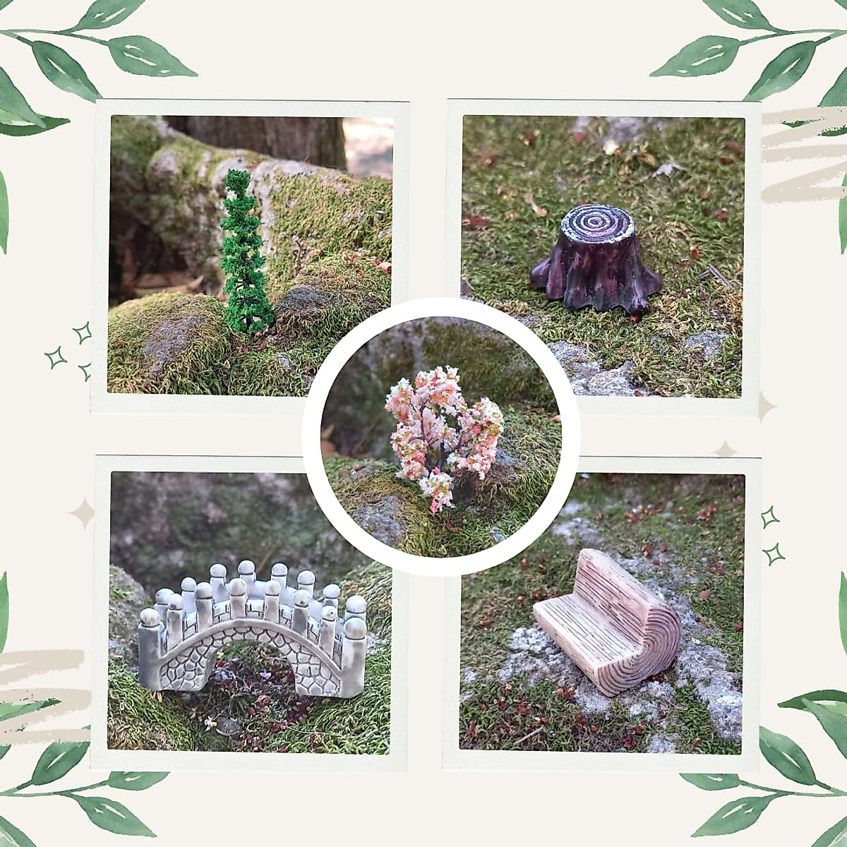 Mini Zen Garden Accessories, Outdoor Fairy Garden Miniatures, Sandbox Decorations, Zen Tray Items, Terrarium Ornaments, Dollhouse Supplies, Desk Top Figurines, Bonsai Decorative Craft Tools Kit