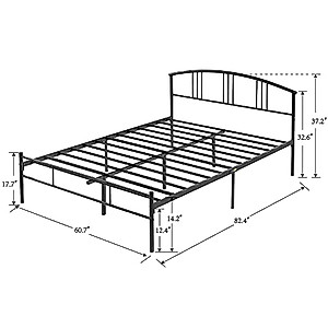 VECELO 14 inch Queen Bed Frame Metal Platform Mattress Foundation with headboard Footboard Steel Slat Support/No Box Spring Needed/Easy Assembly