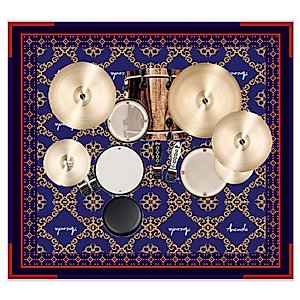 Aucuda Drum Rug 6x6.6 ft Drum Mat Outdoor, Tightly Woven Fabric Cool Drum Set Carpet with Non-Slip Grip Bottom, Electric Drum Accessories for Bedroom, Studio, Apartment, Soundproof, Starry Blue.