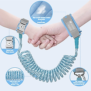 Toddler Harness Walking Leash- Child Anti Lost Wrist Link - Child Safety Harness - Upgrade with Reflective(6.5ft) - for Boys and Girls,Not Easy to Open Without Key (Blue)