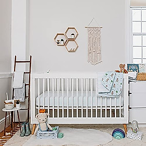 Burts Bees Baby Infant Reversible Blankets 100% Organic Cotton GOTS Certified - Storybook Bear Prints with Quilting Pattern Soft Nursery Blanket with 100% Polyester Fill for Size 30 x 40 Inch