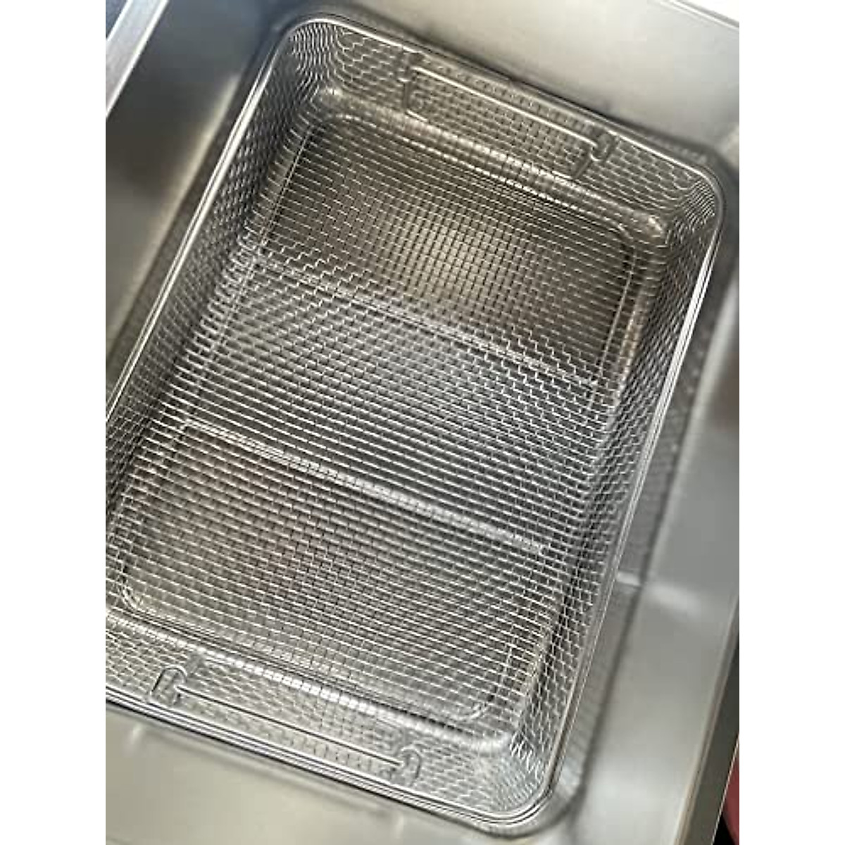 KUNWU SUS304 Stainless Steel Mesh Net Strainer Grill Basket for Medium Cat Litter Box, Rinse, Fry, Steam or Cook Vegetables & Pasta,Easy Clean Durable Net 17.5"x13.5"x3"