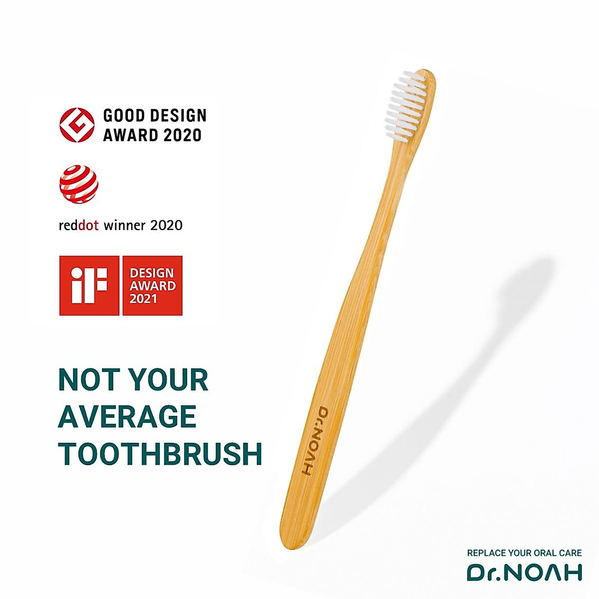 DR.NOAH Maru Bamboo Toothbrush, 6 Pack | Designed by Dentists | Waterproof & Durable Toothbrushes | Soft, Tapered, BPA Free Bristles | Compact Head | Zero Waste