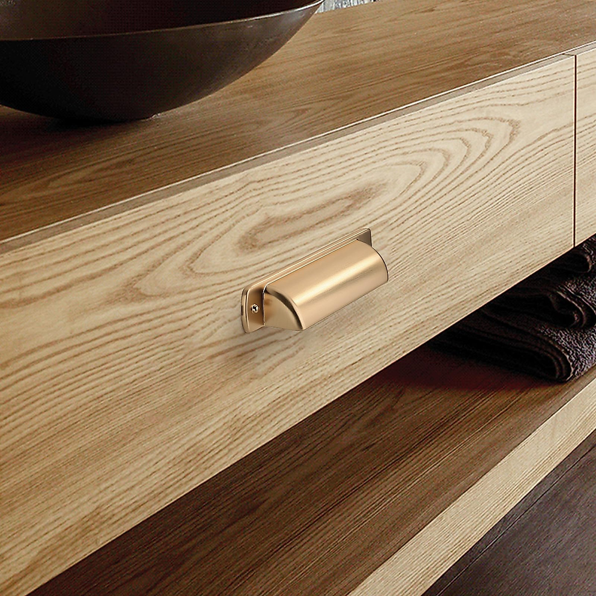 Asidrama 10 Pack 3 Inch(76mm) Brushed Brass Kitchen Cabinet Handles, Cabinet Cup Pulls Kitchen Cabinet Hardware for Cupboard Drawer Pulls