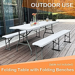 BOSOVEL 2PCS 6ft Folding Bench Seat Plastic Portable w/Handle & Lock for Indoor/Outdoor Party Garden Camping Dining Picnic Use