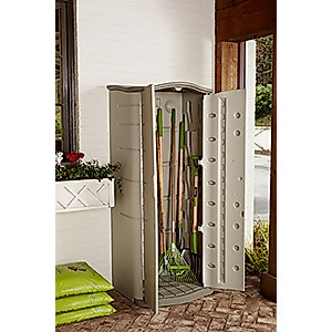 Rubbermaid Vertical Resin Weather Resistant Outdoor Storage Shed, 2x2.5 ft., Olive and Sandstone, for Garden/Backyard/Home/Pool