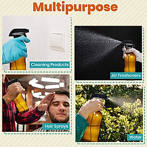 Amber Glass Spray Bottles For Cleaning Solutions (4 Pack) - 16 Ounce, Refillable Sprayer for Essential Oil, Water, Kitchen, Hair. Durable Black Trigger Sprayer w/Mist and Stream Settings