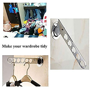 AWOCAN Stainless Steel Wall Mounted Clothing Hanger Angle Adjustable Foldable Laundry Closet Space Saver Organizer Hanger Rack (7 Hole)