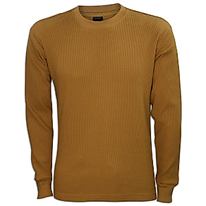 Men Heavy Weight Plain Thermal Long Sleeve Waffle Shirts Solid Colors (M, Timber)