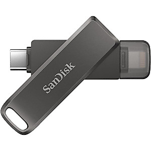 SanDisk 128GB iXpand Luxe Flash Drive for iPhone, iPad Tablet & USB TypeC Devices - 3.1 Dual Drive for Lightning & Type-C (NOT Type-A) SDIX70N-128G-GN6NE Bundle with 1 Everything But Stromboli Lanyard