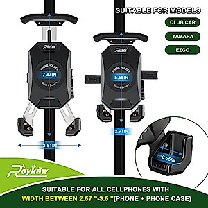 Roykaw Golf Cart Phone Mount Holder for iPhone/Galaxy/Google Pixel/Motorola & GPS SkyCaddie SX400, SX500 - Fit for EZGO, Club Car, Yamaha, ICON, Advanced EV, Upgrade Quick Release & One-Touch Lock