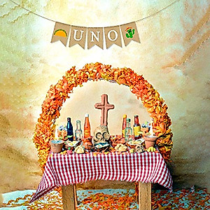 Rainlemon UNO High Chair Banner Mexican Cinco De Mayo Jute Burlap Taco Cactus Baby 1st Birthday Party Fiesta Decoration