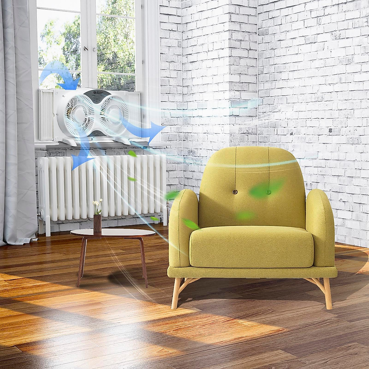 BEYOND BREEZE 9" Blades Twin Window Fan, 3-Speed 3-Function Expandable Dual Window Fan with Reversible Airflow Blades and Remote Control for Kitchen, Home, Bathroom, Width Adjustable